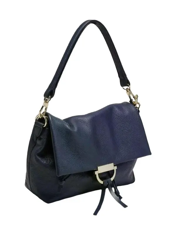 POCHE PARIS Pebbled-leather Foldover Tote - Blue