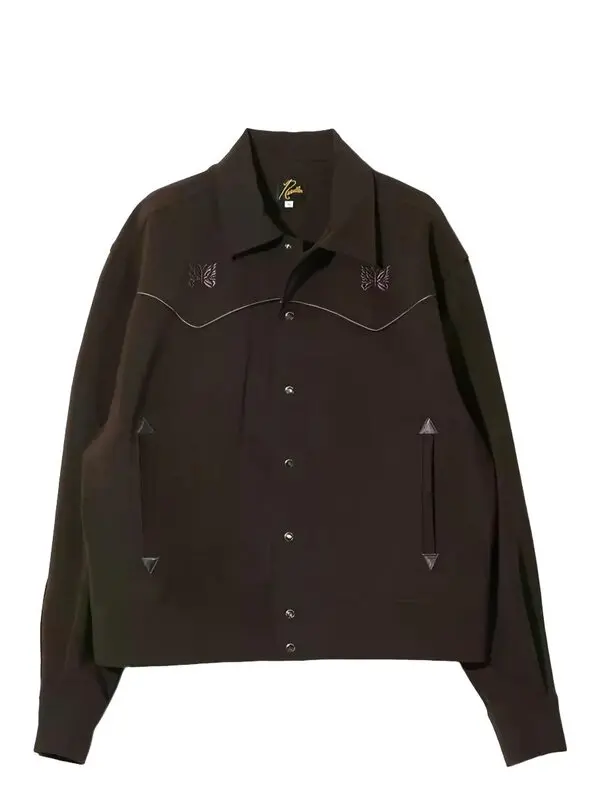 Needles Butterfly-embroidered Piped Jacket - Brown