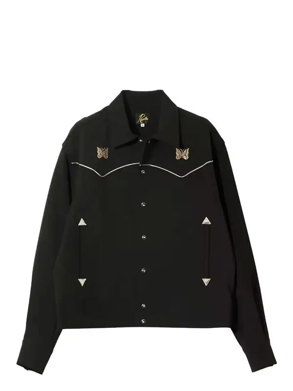 Needles Butterfly-embroidered Piped Jacket - Black