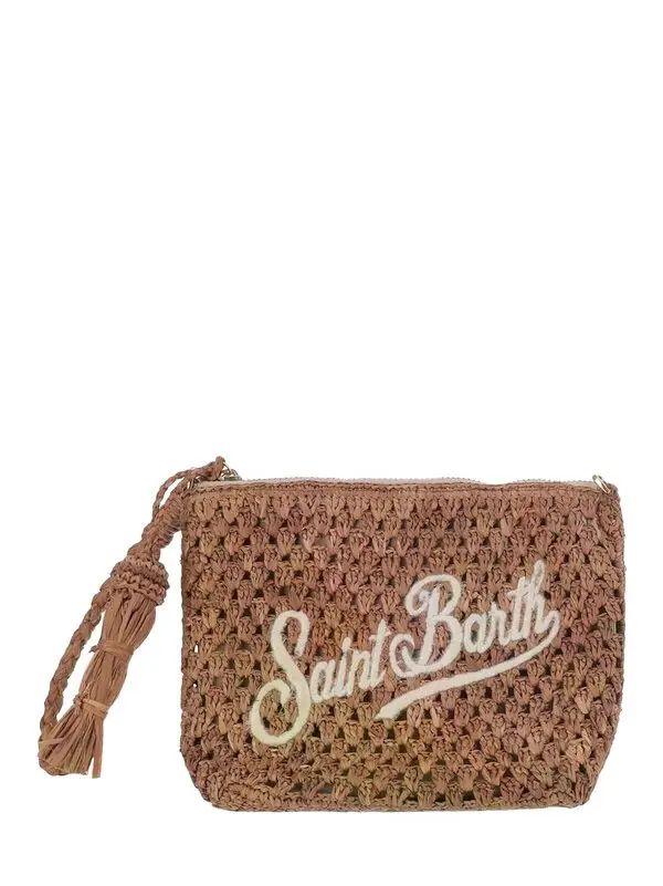 MC2 SAINT BARTH Raffia Perforated Clutch - Brown