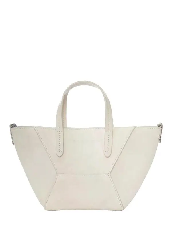 Brunello Cucinelli Geometric Panelled Suede Tote Bag - Neutrals