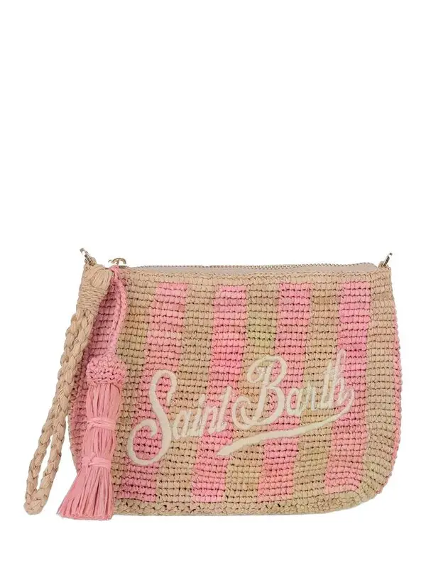 MC2 SAINT BARTH Striped Tassel Clutch - Neutrals