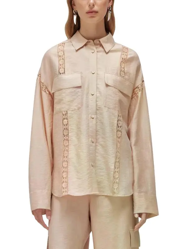 BLUGIRL Lace-trim Flap-pocket Shirt - Neutrals