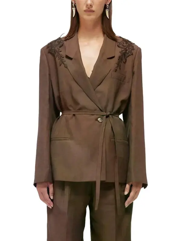 BLUGIRL Belted Blazer - Brown