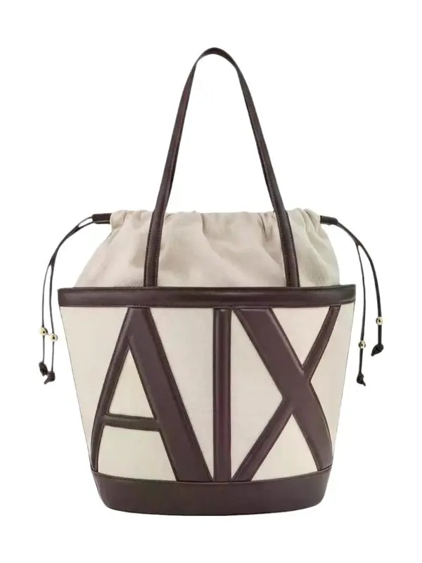Armani Exchange Logo Detail Bucket Bag - Neutrals