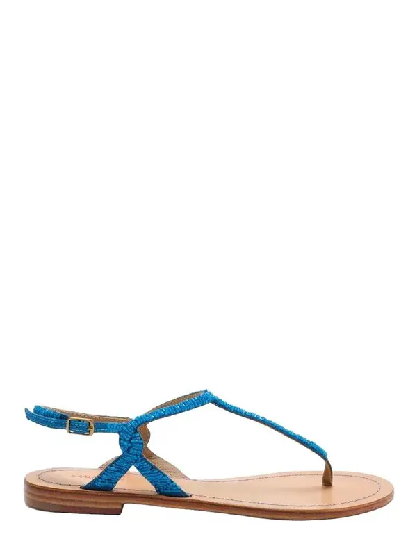 Malìparmi Bead-embroidered Leather Sandals - Blue