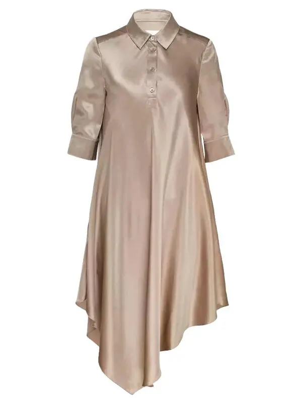 CLUB21 COLLECTION Asymmetric Shirt Dress - Neutrals