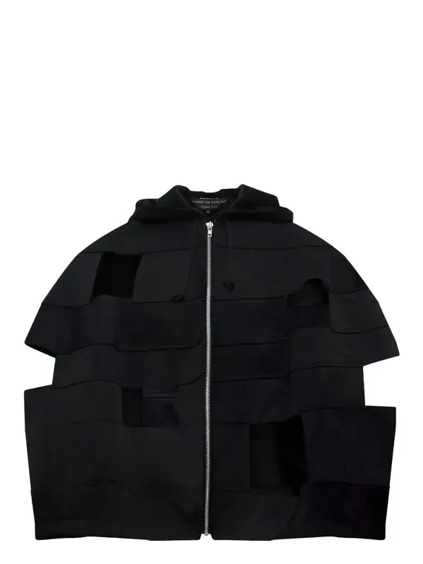 Comme Des Garçons Cropped Grid Cut-out Jacket - Black