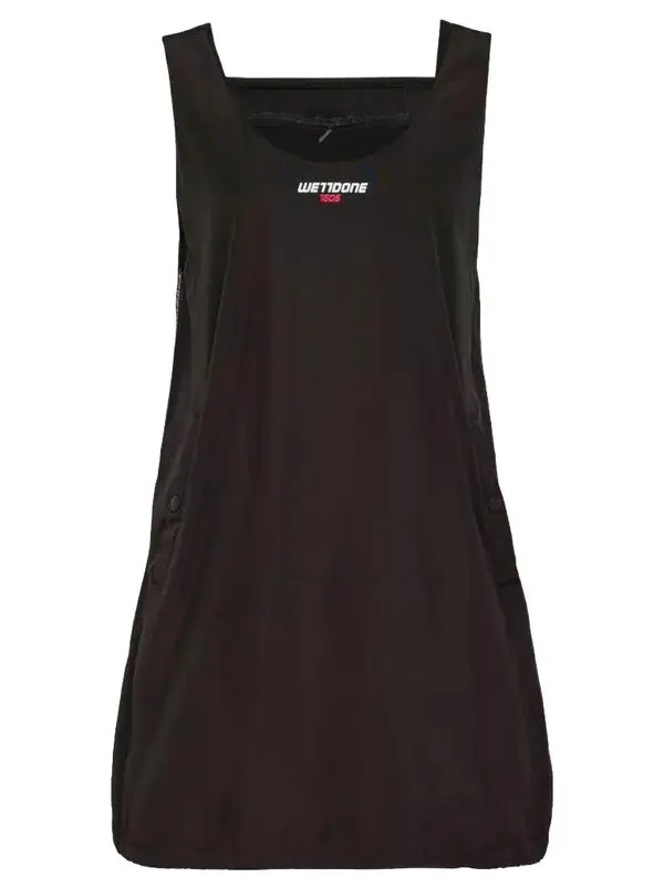 We11Done Layered Logo-print Dress - Black