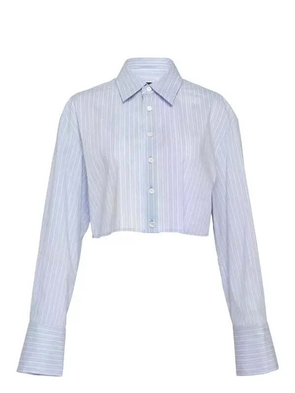 We11Done Striped Cropped Shirt - Blue