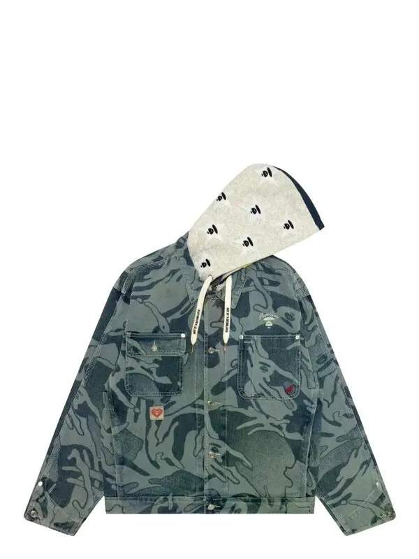 AAPE BY *A BATHING APE Moonface Hooded Camo Denim Jacket - Blue