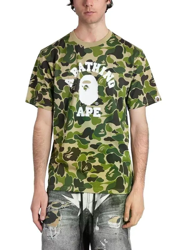 A BATHING APE Camouflage-print Logo-print T-shirt - Green
