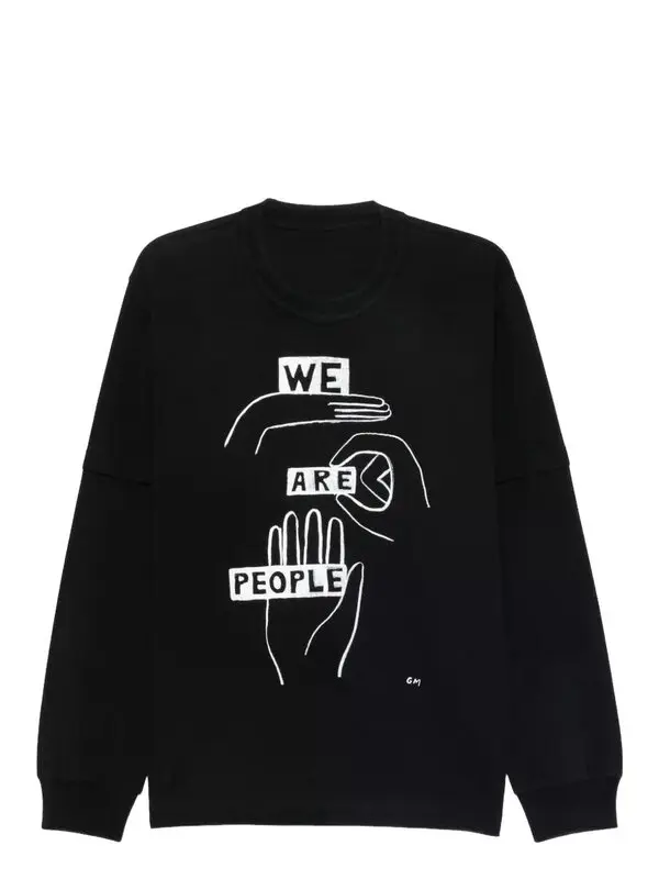Sacai Graphic-print Long-sleeve T-shirt - Black