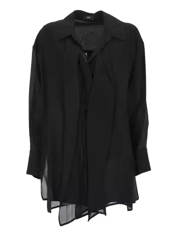 ELEH Semi-sheer Tie-fastening Shirt - Black
