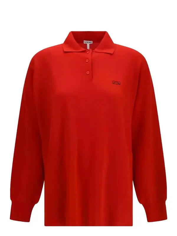 Loewe Logo-embroidered Polo Sweater - Red