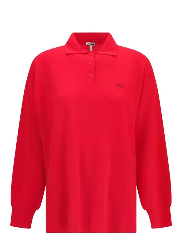 Loewe Logo-embroidered Polo Sweater - Red