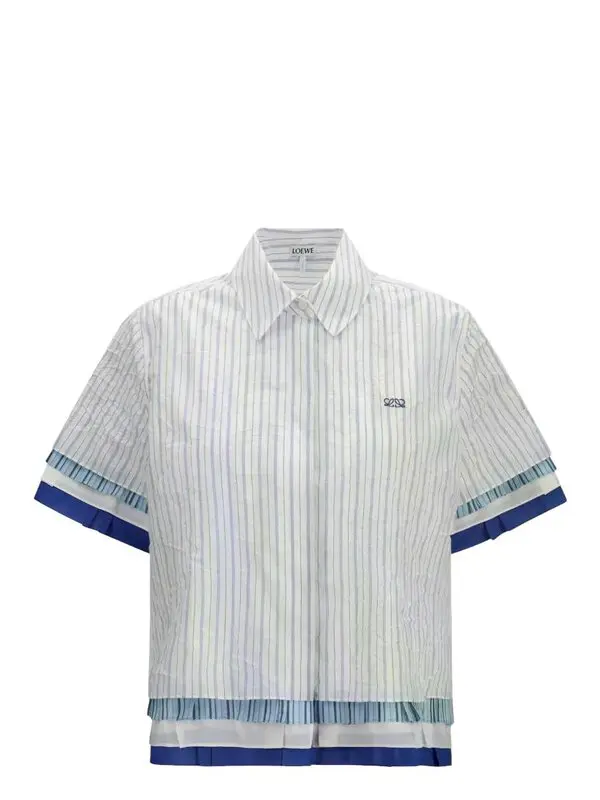 Loewe Striped Pleated-trim Shirt - White
