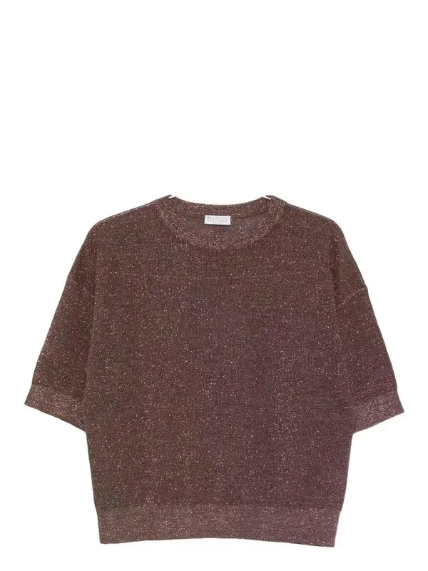 Brunello Cucinelli Metallic-effect T-shirt - Brown