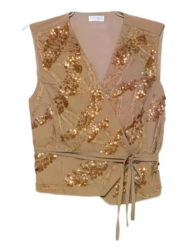 Brunello Cucinelli Sequin-embellished Waistcoat - Brown
