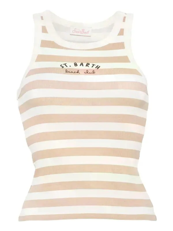 MC2 SAINT BARTH Striped Tank Top - Neutrals