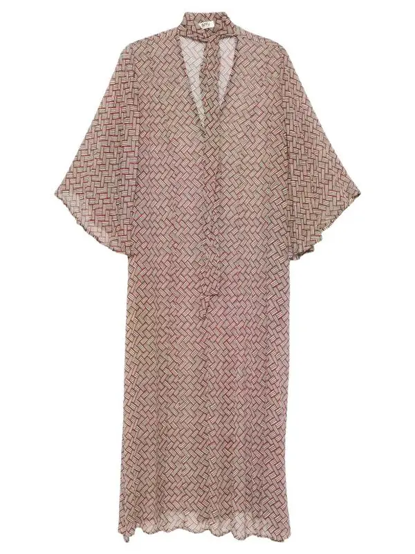 SIYU Geometric-print Midi Dress - Neutrals