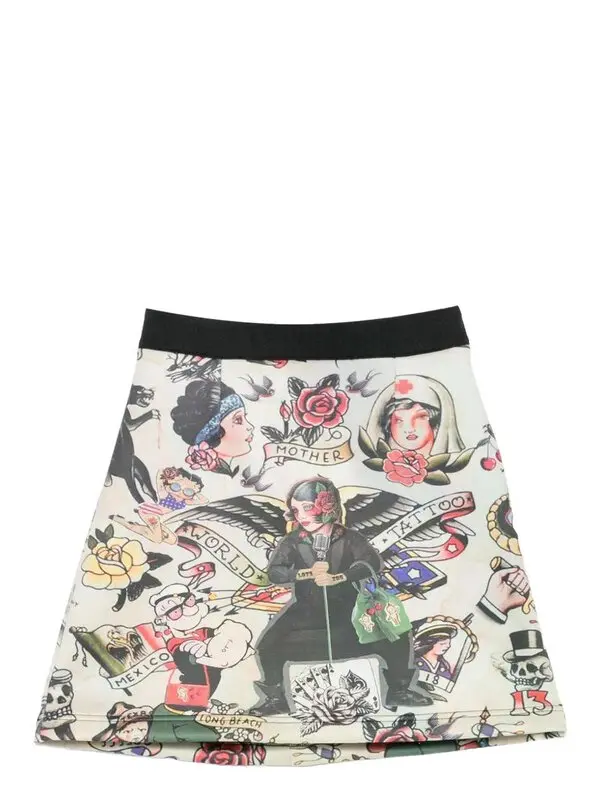 The Artistylist Tattoo-print Silk-blend Skirt - White