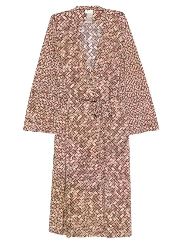 SIYU Geometric-pattern Wrap Midi Dress - Red