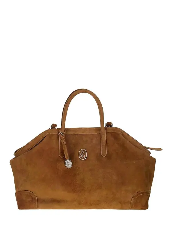 Ash Jaqueline Suede Shoulder Bag With Logo Plaque - Brown