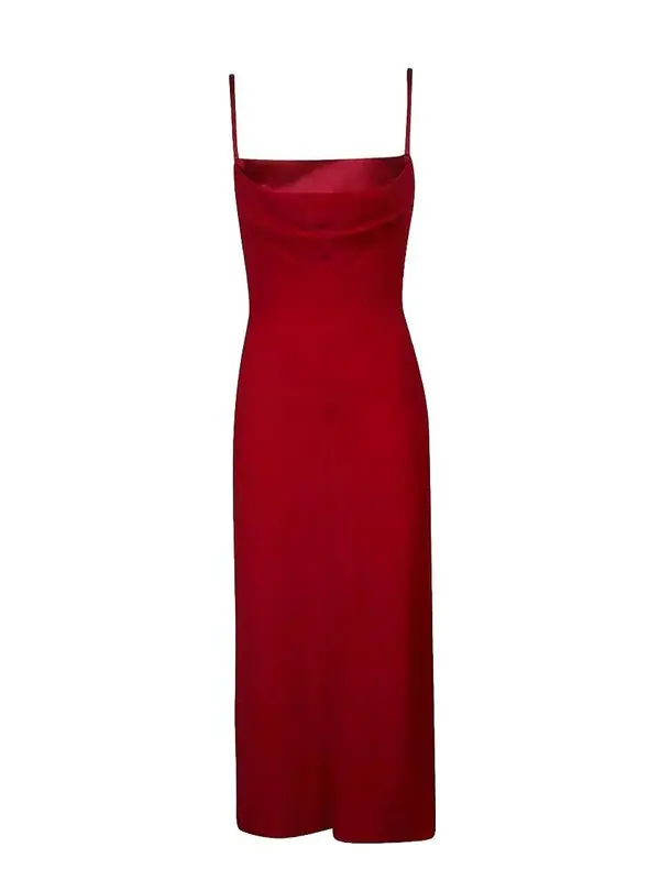 Max Mara Cowl-neck Spaghetti-strap Midi Dress - Red