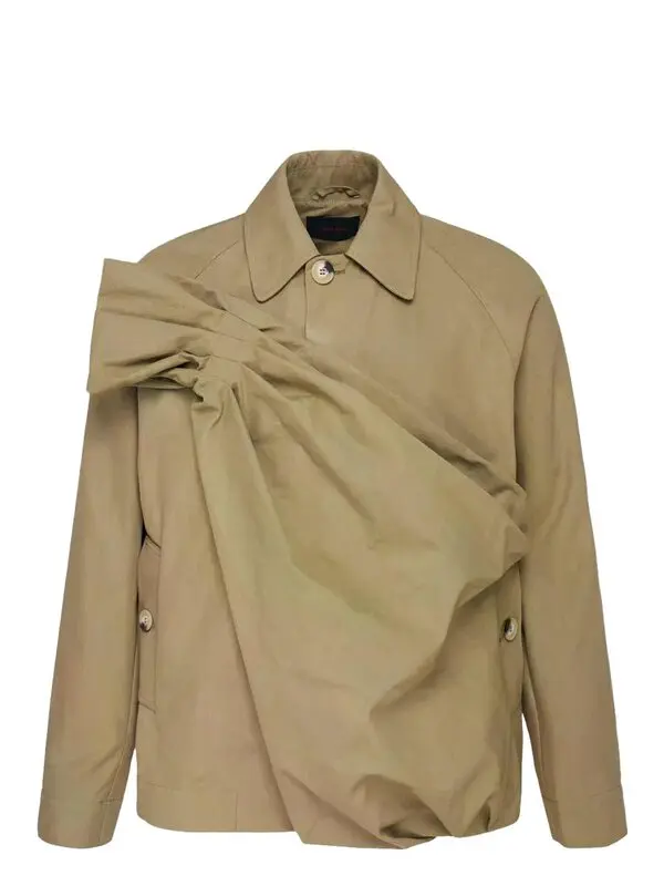 Simone Rocha Draped-detail Raglan-sleeve Shirt Jacket - Neutrals