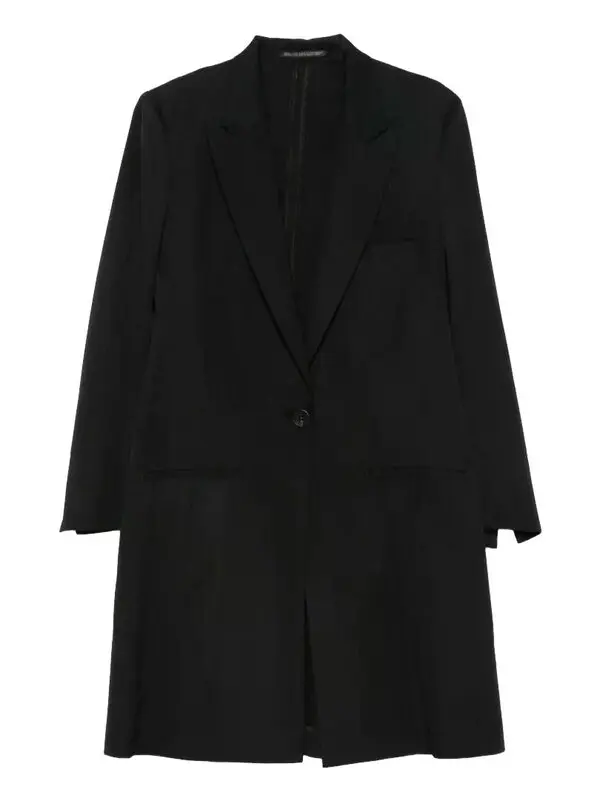 Yohji Yamamoto Asymmetric-panel Single-breasted Coat - Black
