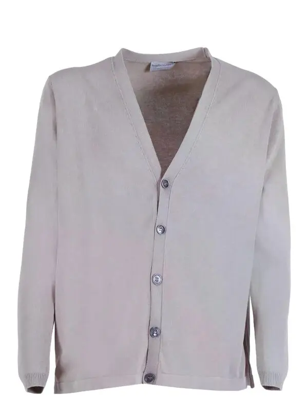 SETTEFILI CASHMERE Side-slit V-neck Cardigan - Neutrals