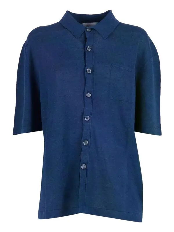 SETTEFILI CASHMERE Chest-pocket Short-sleeve Cardigan - Blue