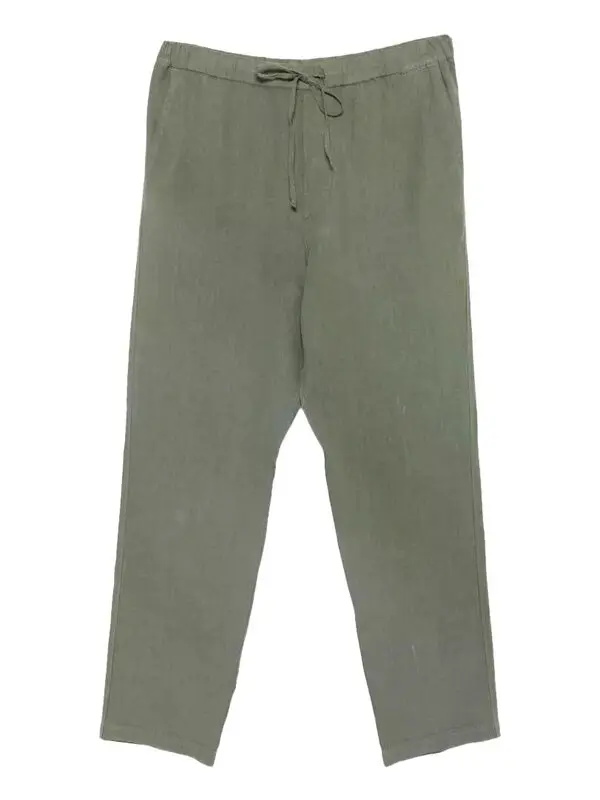 120% Lino Elasticated-waistband Trousers - Green