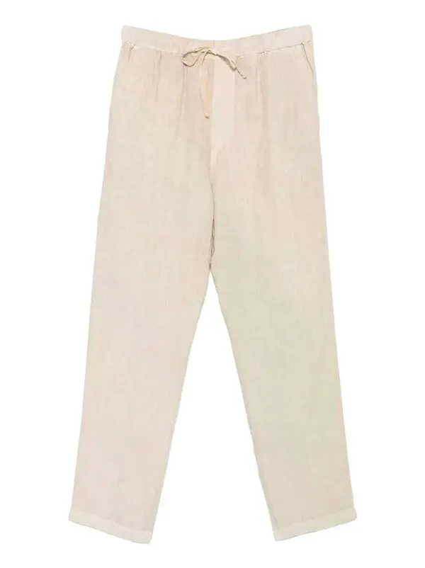 120% Lino Drawstring-waistband Trousers - Neutrals