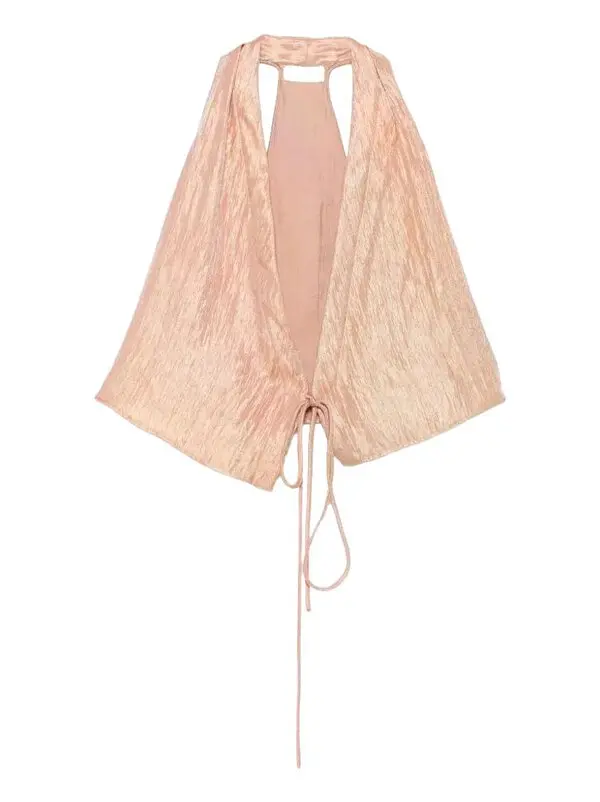 RAME Crinkled-finish Halterneck Jacket - Pink