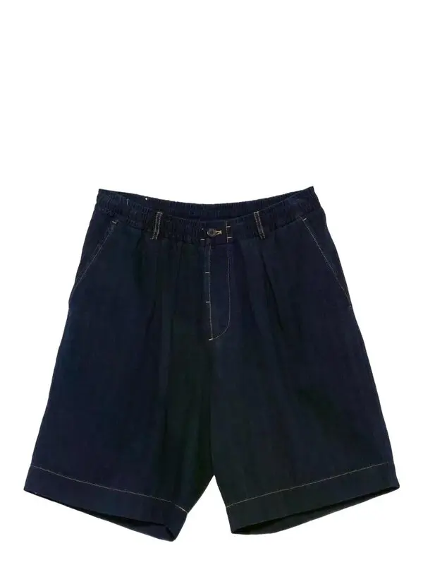 Universal Works Pleated Contrast-stitch Shorts - Blue