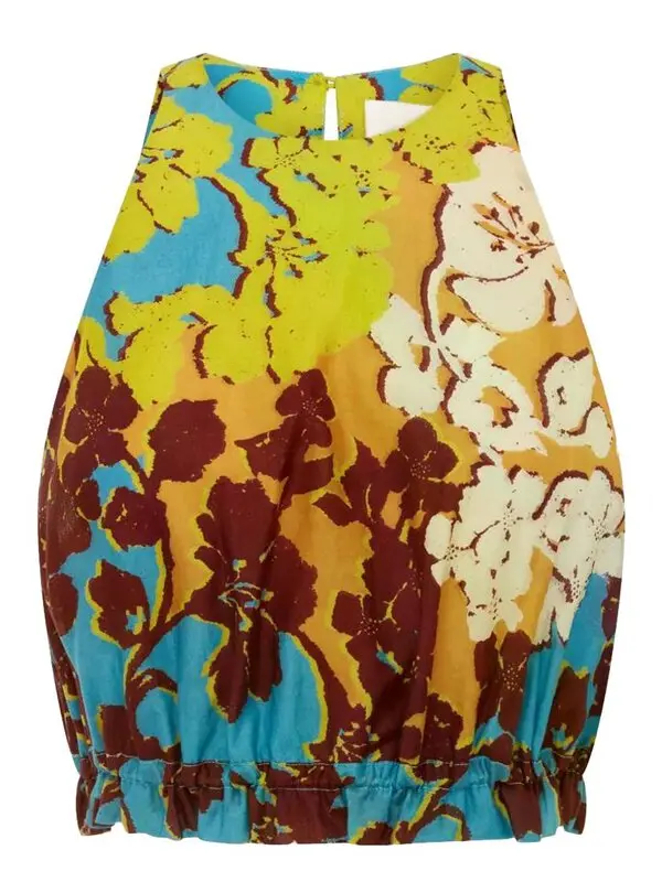 ALEMAIS Splice Floral-print Cropped Top - Blue