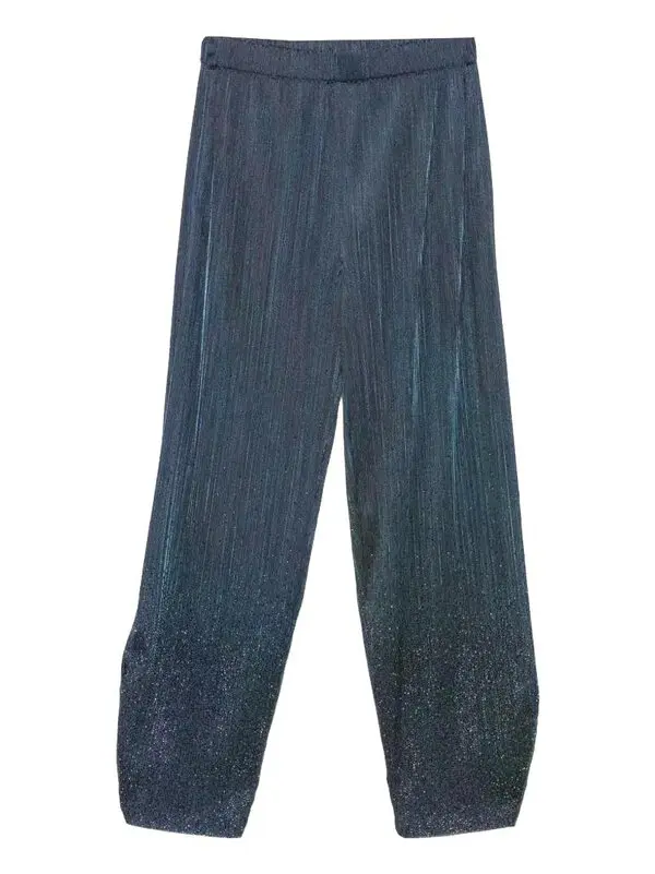 Giorgio Armani Plissé-effect Crystal-embellished Trousers - Blue