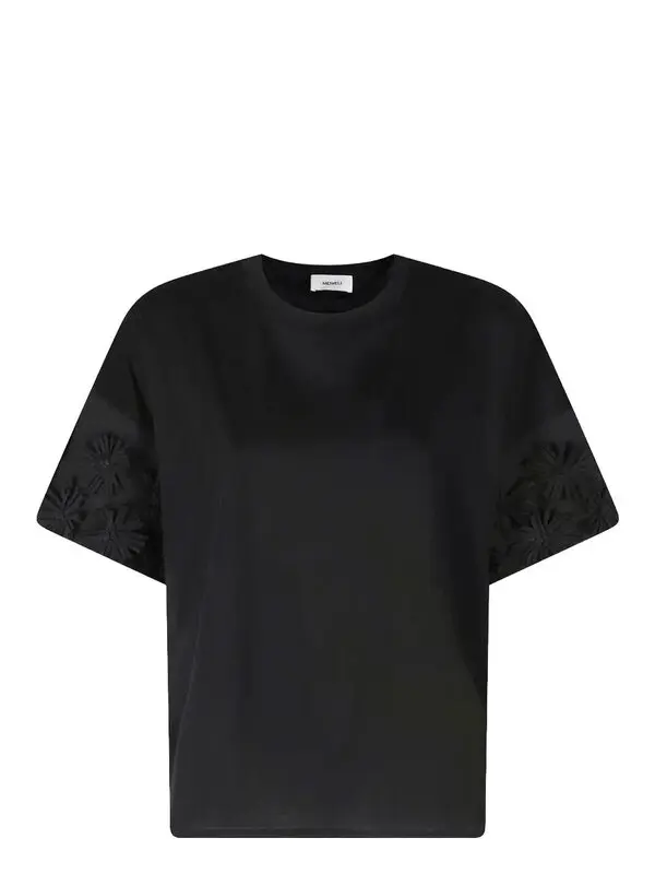 MEIMEIJ T-shirt With Floral Appliqu - Black