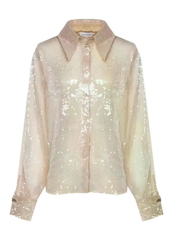 Galia Lahav Sequin-embellished Semi-sheer Shirt - Pink