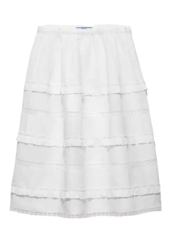 Prada Embroidered Linen Skirt - White