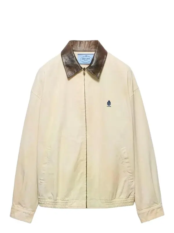 Prada Embroidered Gabardine Blouson Jacket - Neutrals