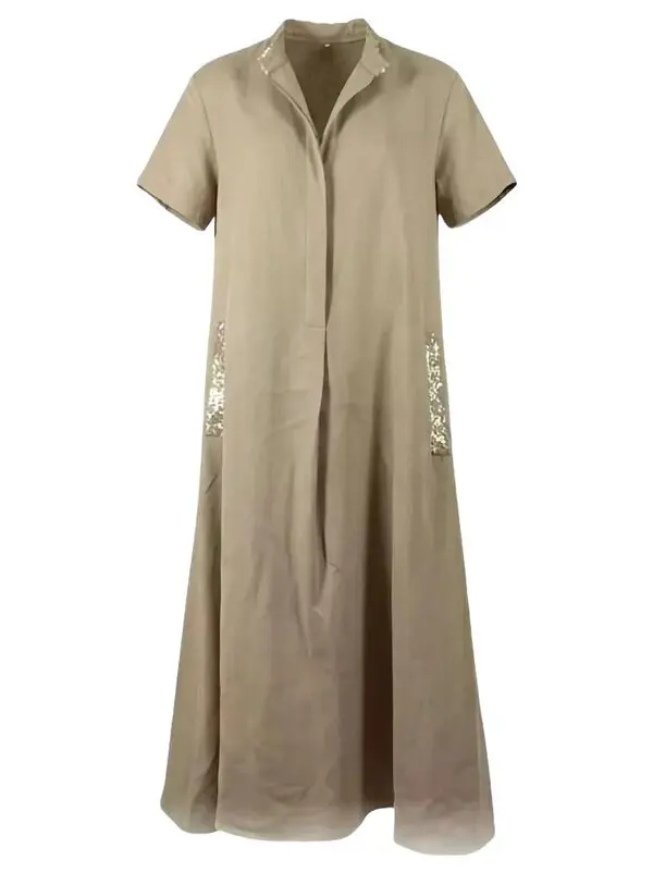 Antonelli Firenze Sequin-embellished Short-sleeve Dress - Neutrals