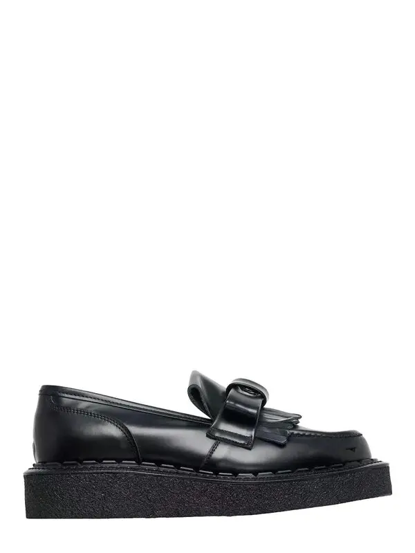 Comme Des Garçons Bow-detail Fringed Loafers - Black