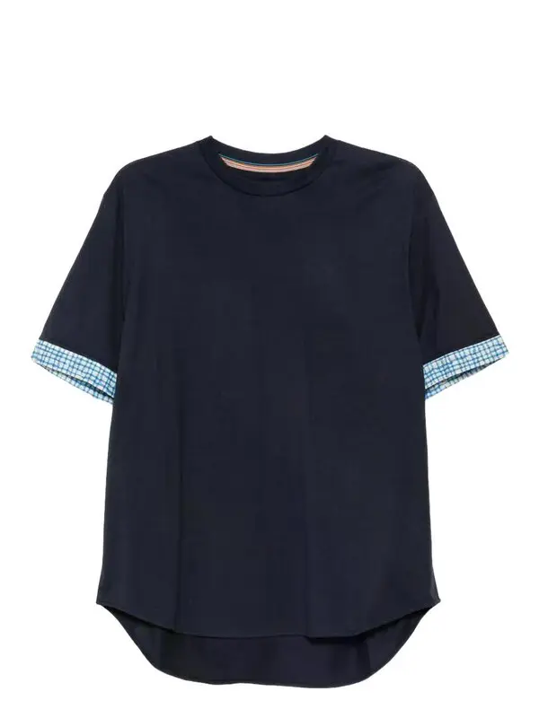 Paul Smith Checked-cuff T-shirt - Blue