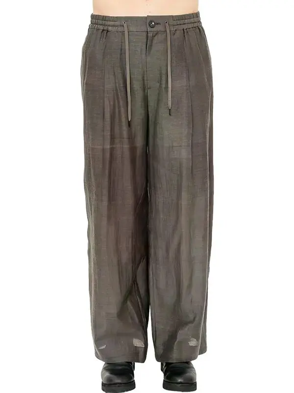 DEVOA Silk Wide Leg Trousers - Brown