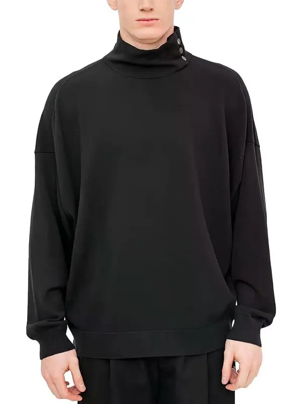 DEVOA Buttoned High-neck Sweater - Black