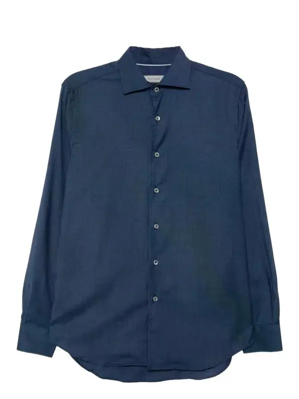 Canali Button-up Wool Shirt - Blue