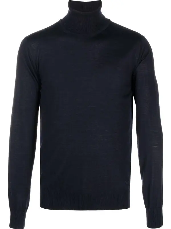 Emporio Armani Wool High Neck Sweater - Blue